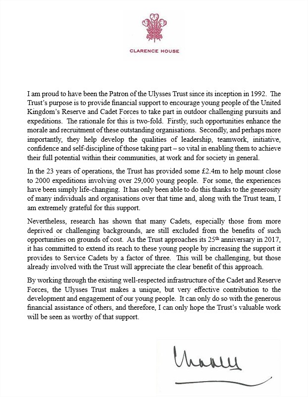 HRH Letter – Nov 15 | The Ulysses Trust