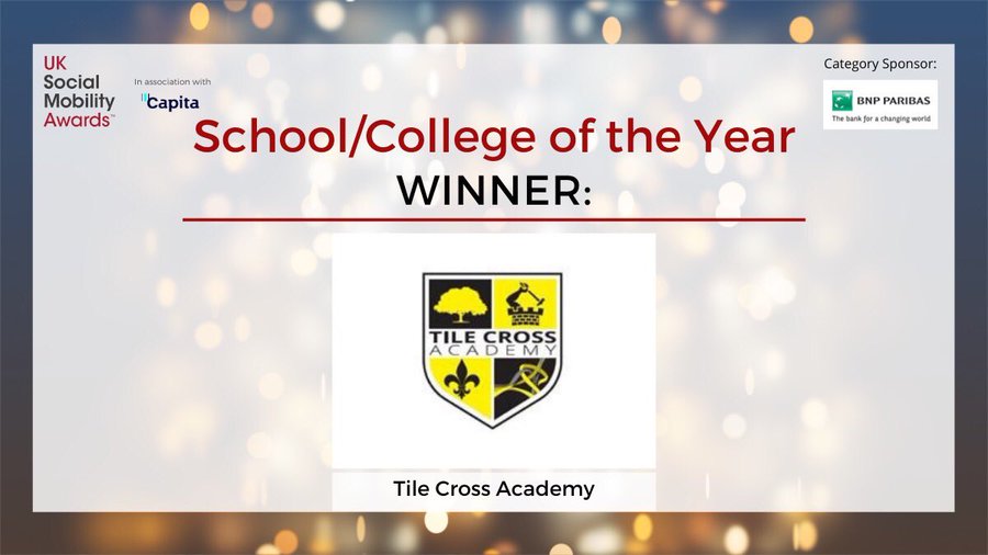 Tile Cross Academy Wins Social Mobility Award | The Ulysses Trust